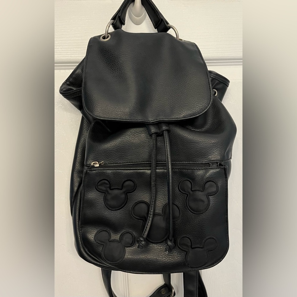 Disney Vintage Mickey Mouse Black Pebbled Leather Bac… - Gem